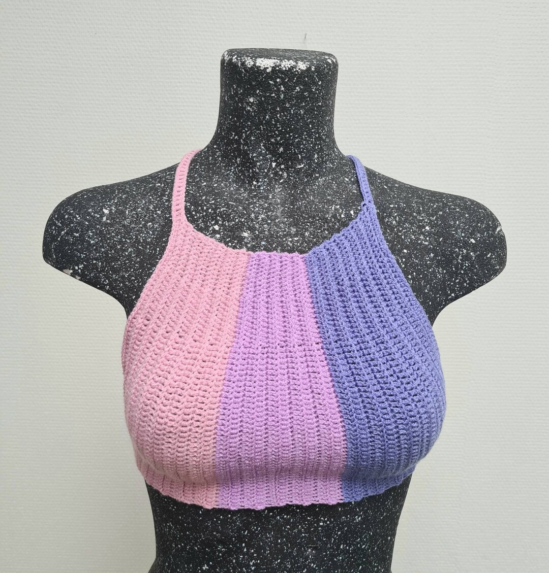 Crochet Bisexual Pride Pastel Rainbow Halter Top / Boho Hippie Festival ...