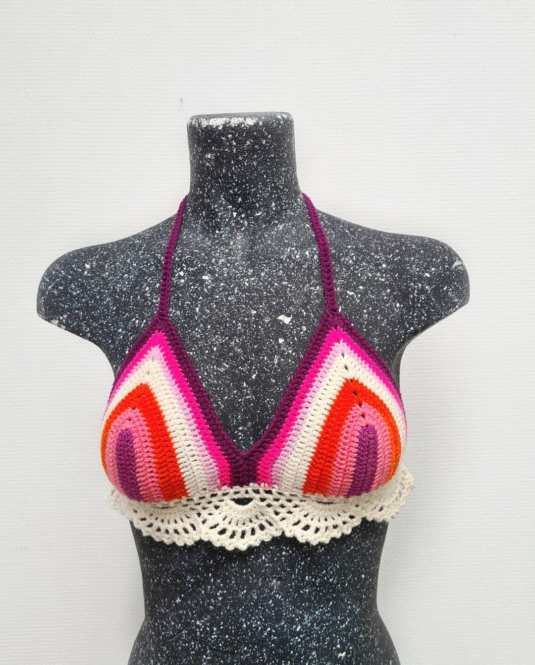 Crochet Lesbian Pride Rainbow Halter Top / Boho Hippie - Etsy