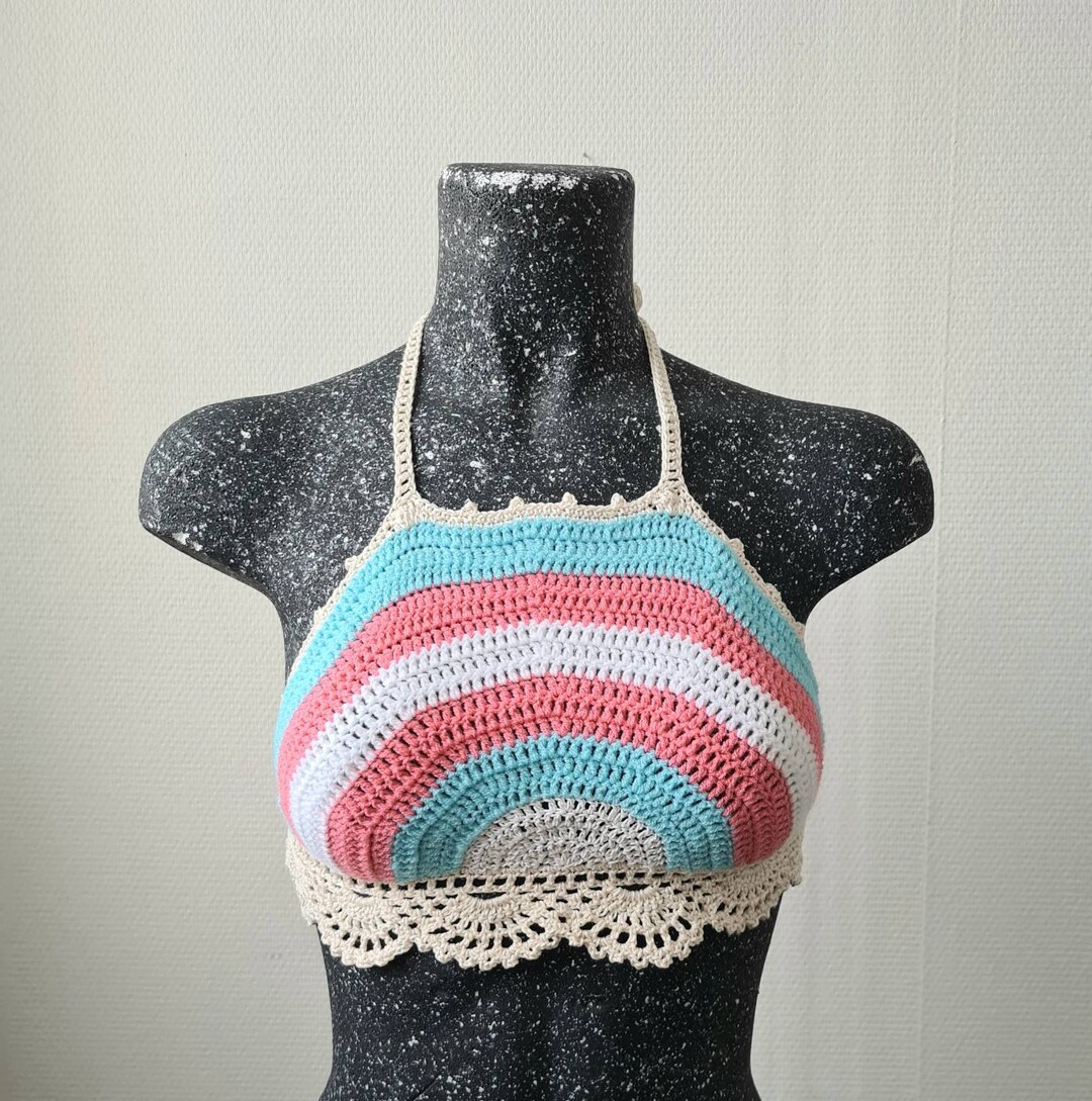 Transgender Pride Rainbow Halter/ Crochet Top / Boho Hippie Festival ...