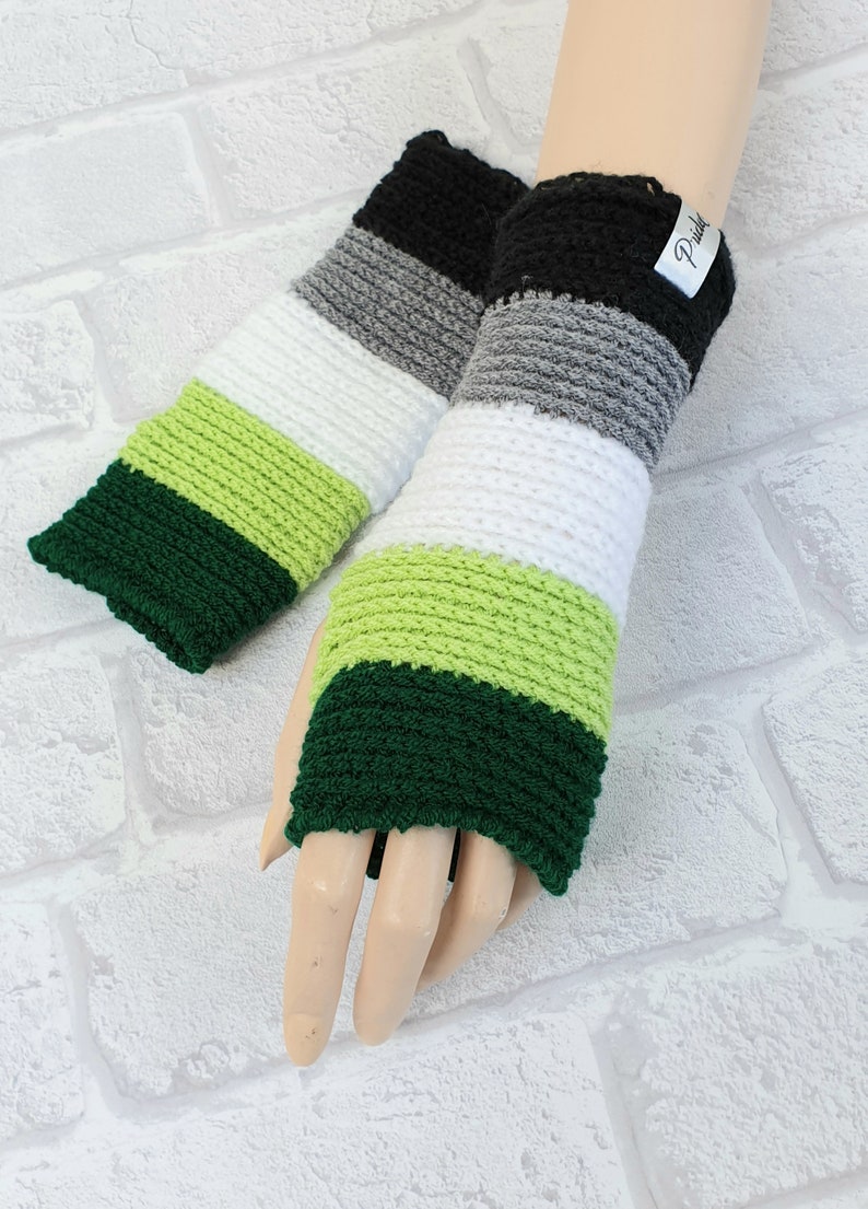 Aromantic Pride Lightweight Fingerless Gloves Spring Autumn Gloves Knit ...