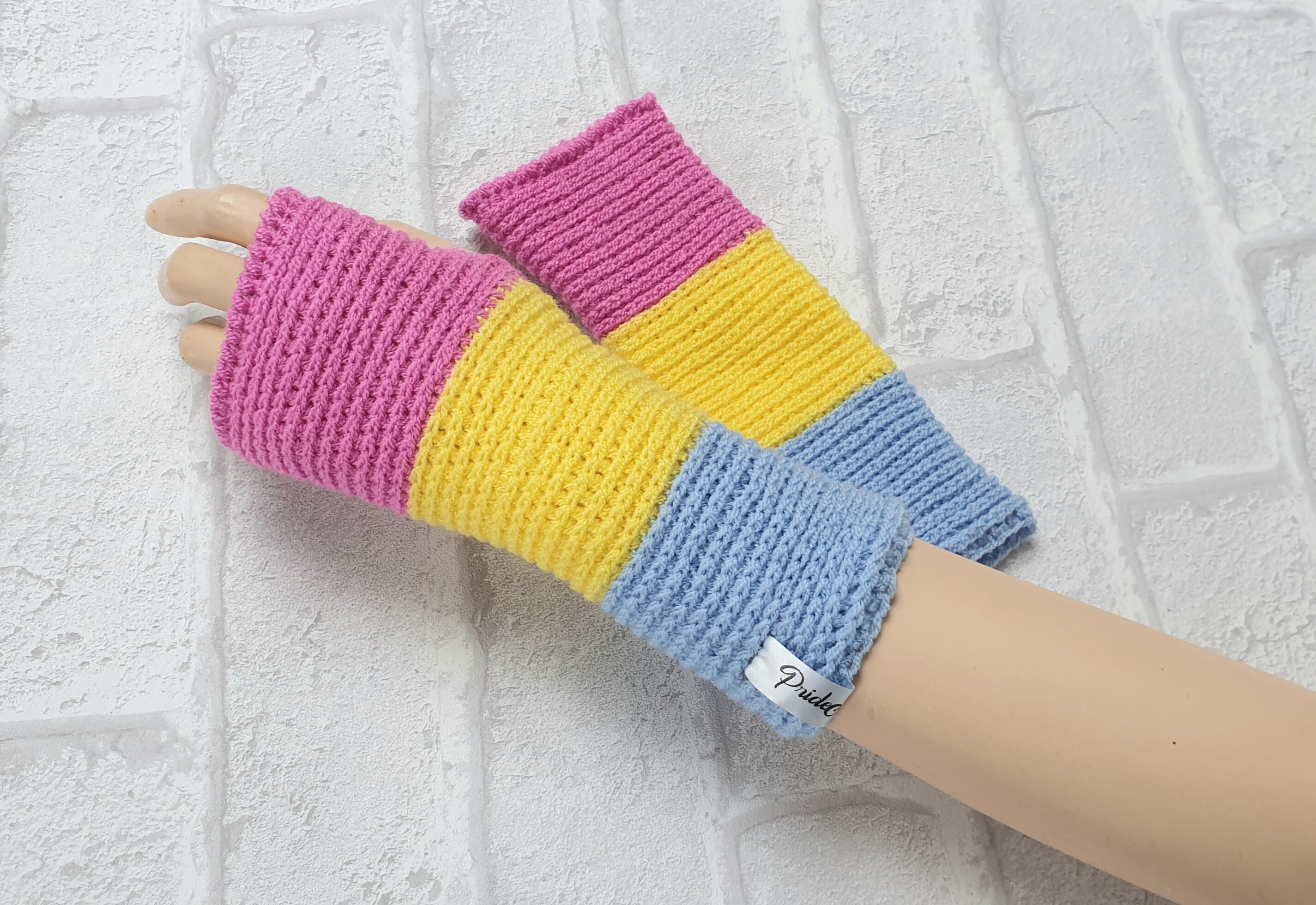 Pansexual Pride Lightweight Fingerless Gloves Spring Autumn Gloves Knit ...