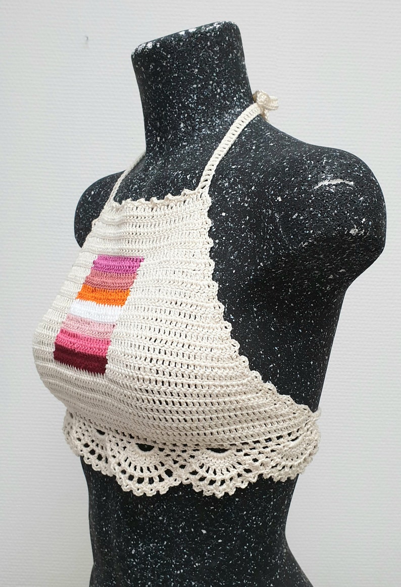 Crochet Lesbian Pride Rainbow Halter Top / Boho Hippie Festival Outfit ...