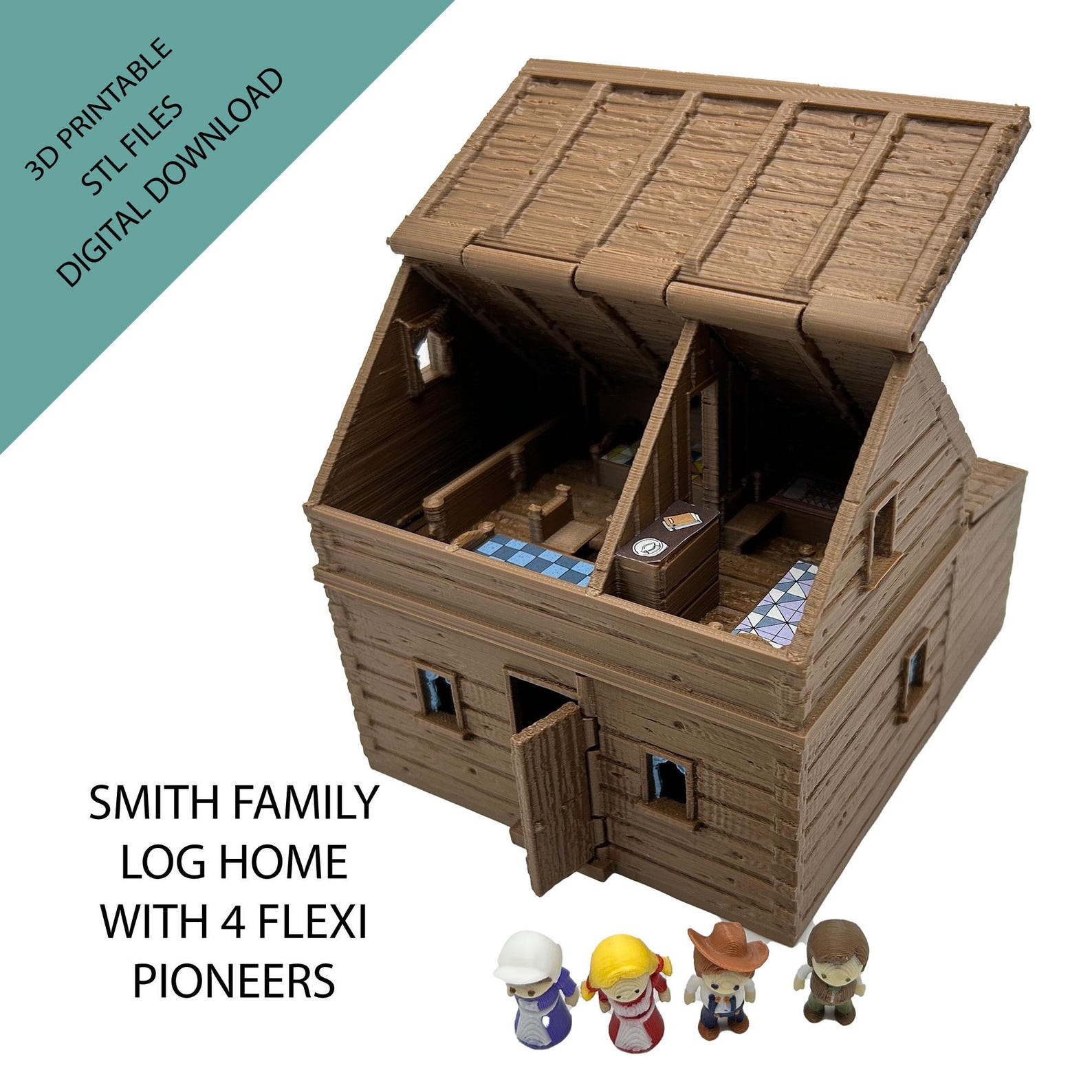 Joseph Smith Log Home Replica: 3D Print STL File, Mini Flexi Pioneers ...