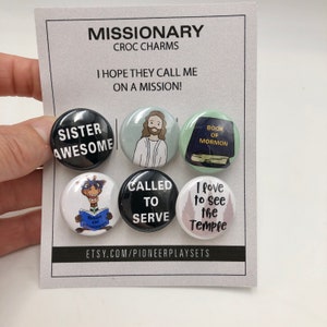 6 Pack Missionary Buttons as Pins, Croc Charms, Magnets or Tie Tacks ...