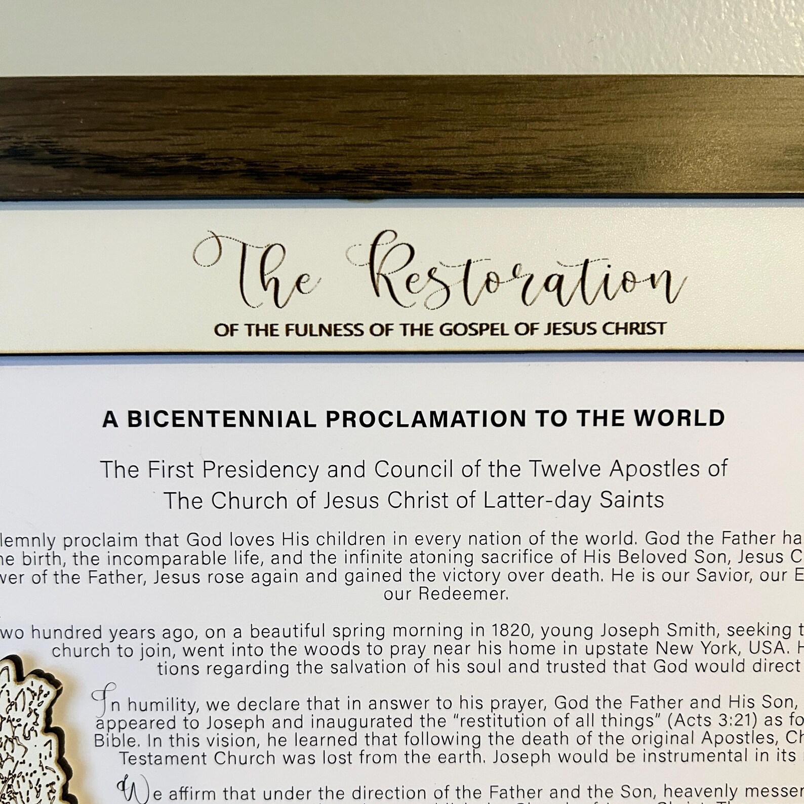 Laser Cut Restoration Proclamation: LDS Family Heirloom (digital ...