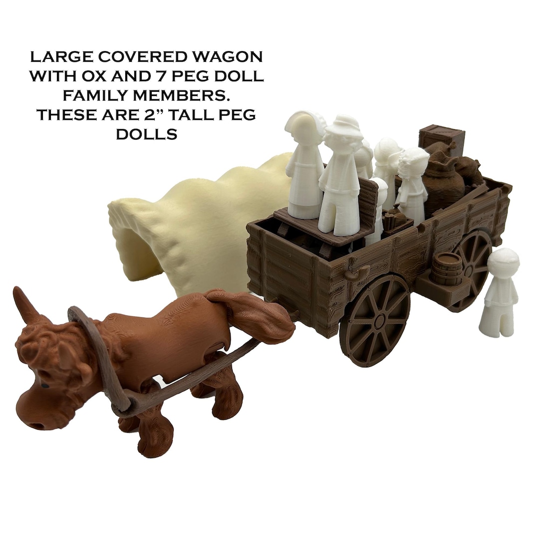 Covered Wagon Playset: Pioneer Peg Dolls, Ox & Packing Items - Etsy