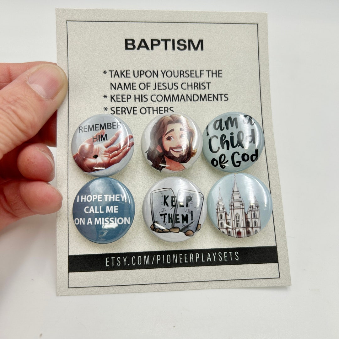 LDS Baptism 6 Pack of Croc Charms With Rubber Bracelet, Button Pins ...