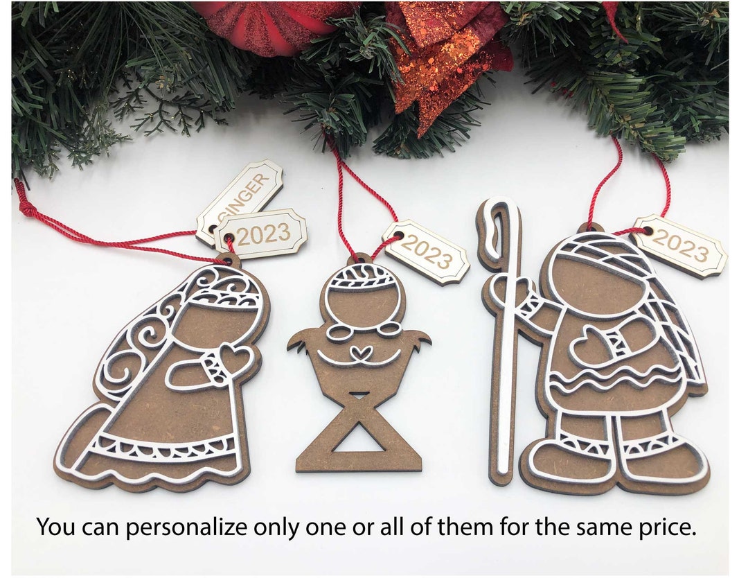 Gingerbread Nativity Ornaments - Joseph, Mary & Baby Jesus- 2025 Hang ...