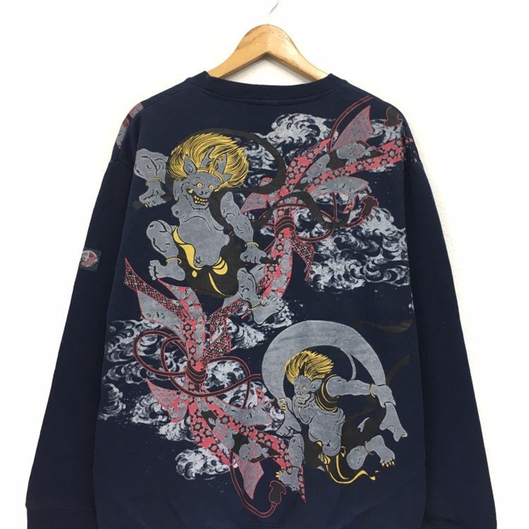 Raijin & Fujin Crewneck Sweatshirt Big Logo Abstract Geometric - Etsy