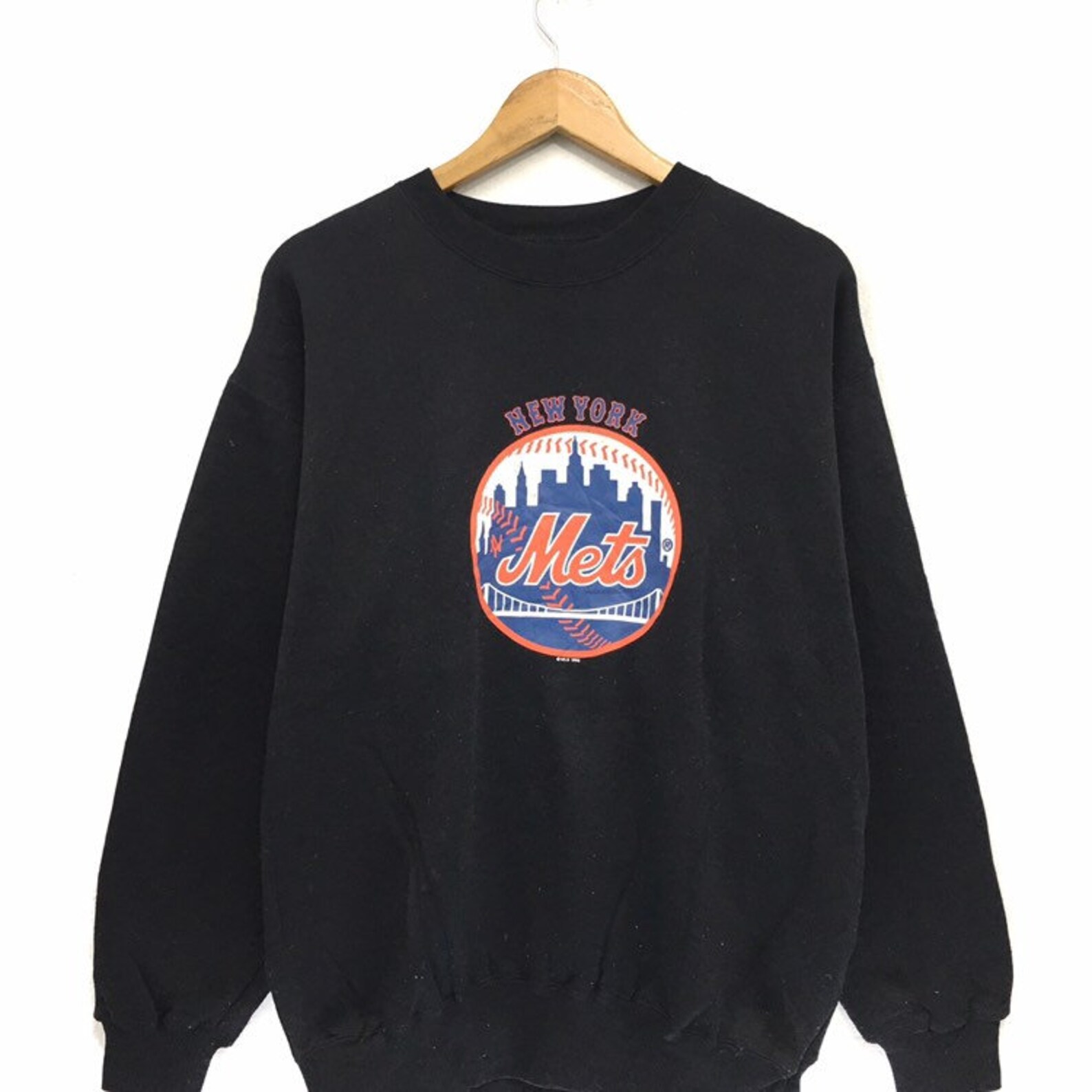 New York Mets Crewneck Sweatshirt Big Logo Spell Out Pullover | Etsy