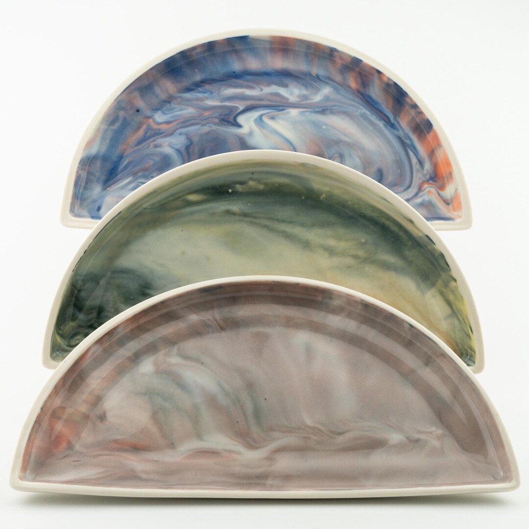 Handmade Marbled Half Plates – Modern Porcelain Dinnerware - Etsy