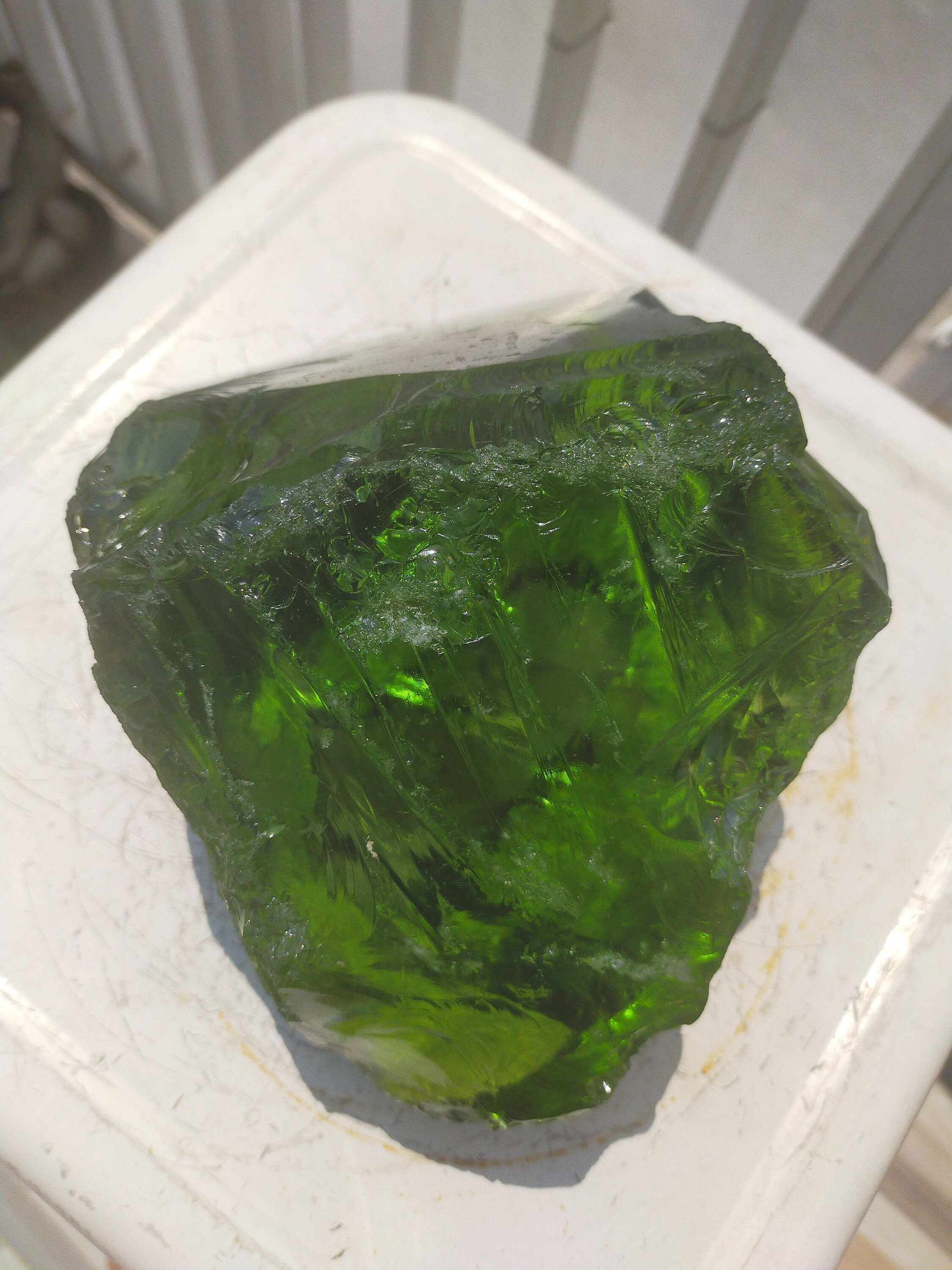 Shining olive green Andara volcanic crystal glass rough 4kg | Etsy