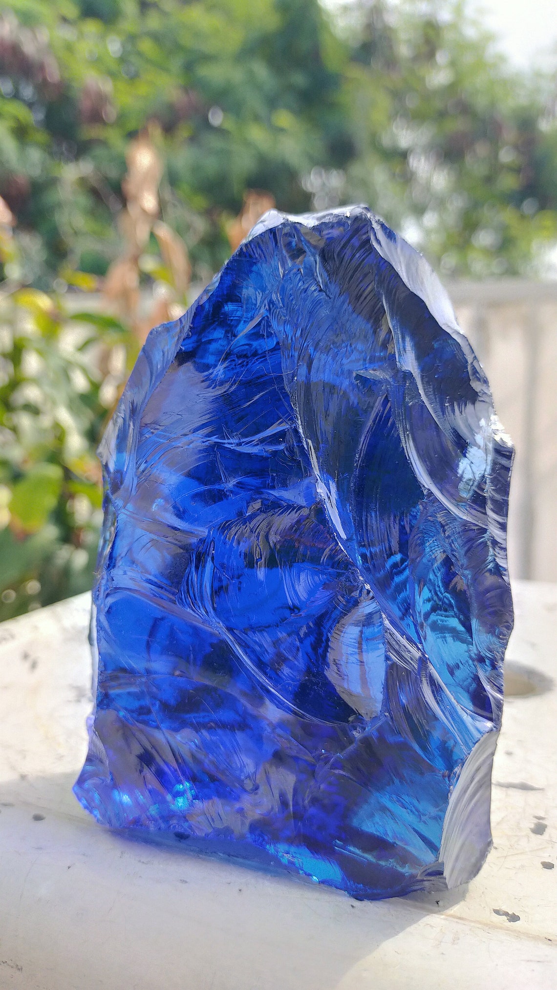 Pair of Dark Blue and Egyptian Blue Andara Monatomic Crystal Glass ...
