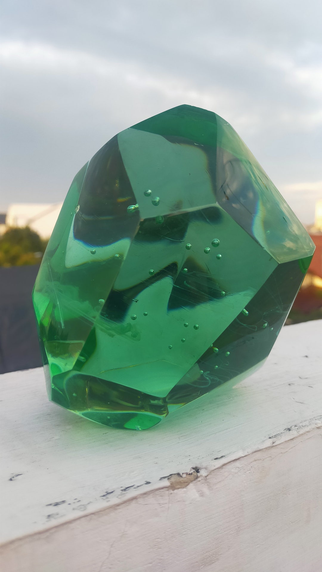 Green Andara Monatomic Crystal Glass Cutting Polished 1,2kg - Etsy