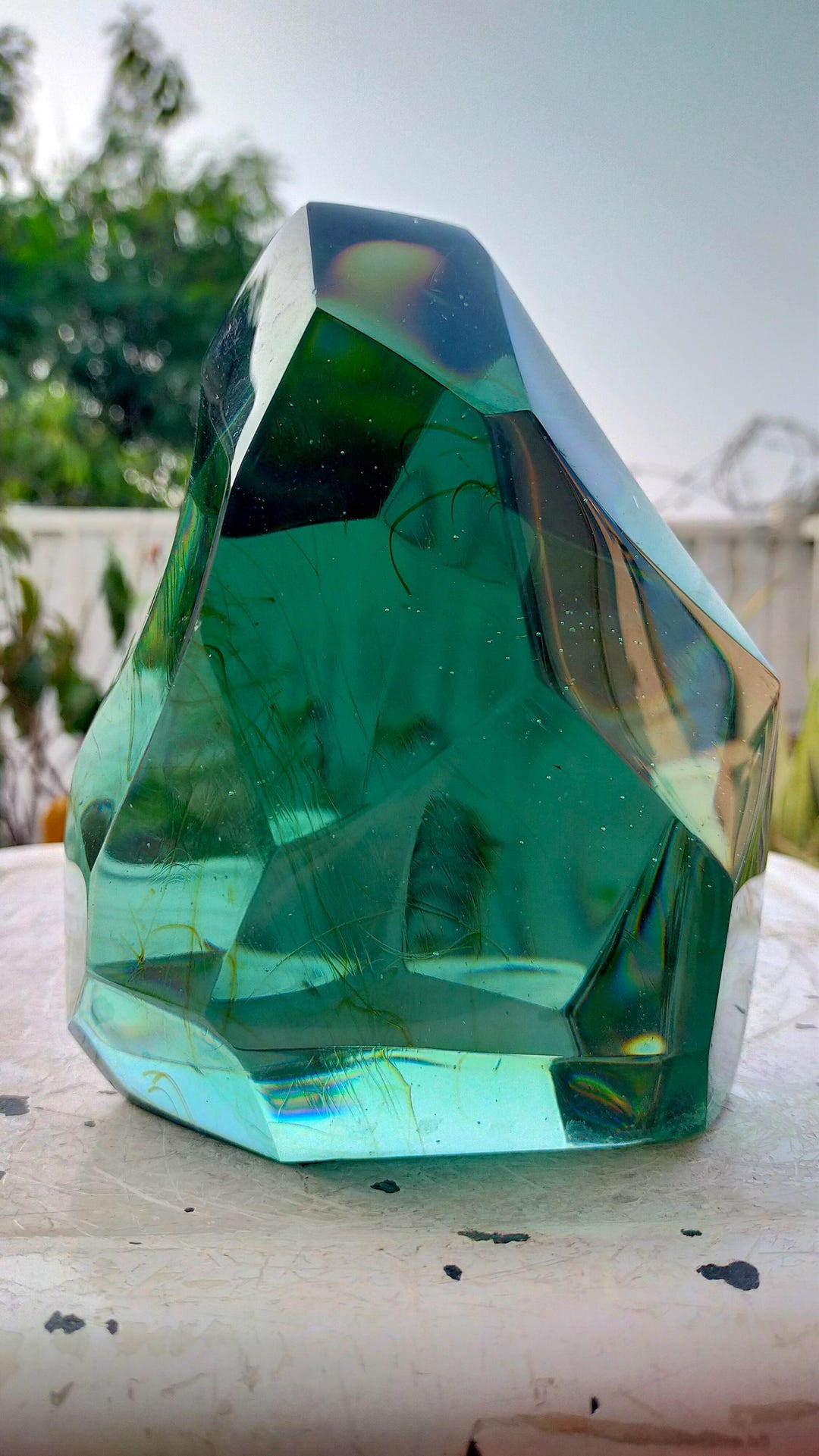 Jade Green Andara Monatomic Crystal Glass Cutting Polished 2,15kg - Etsy