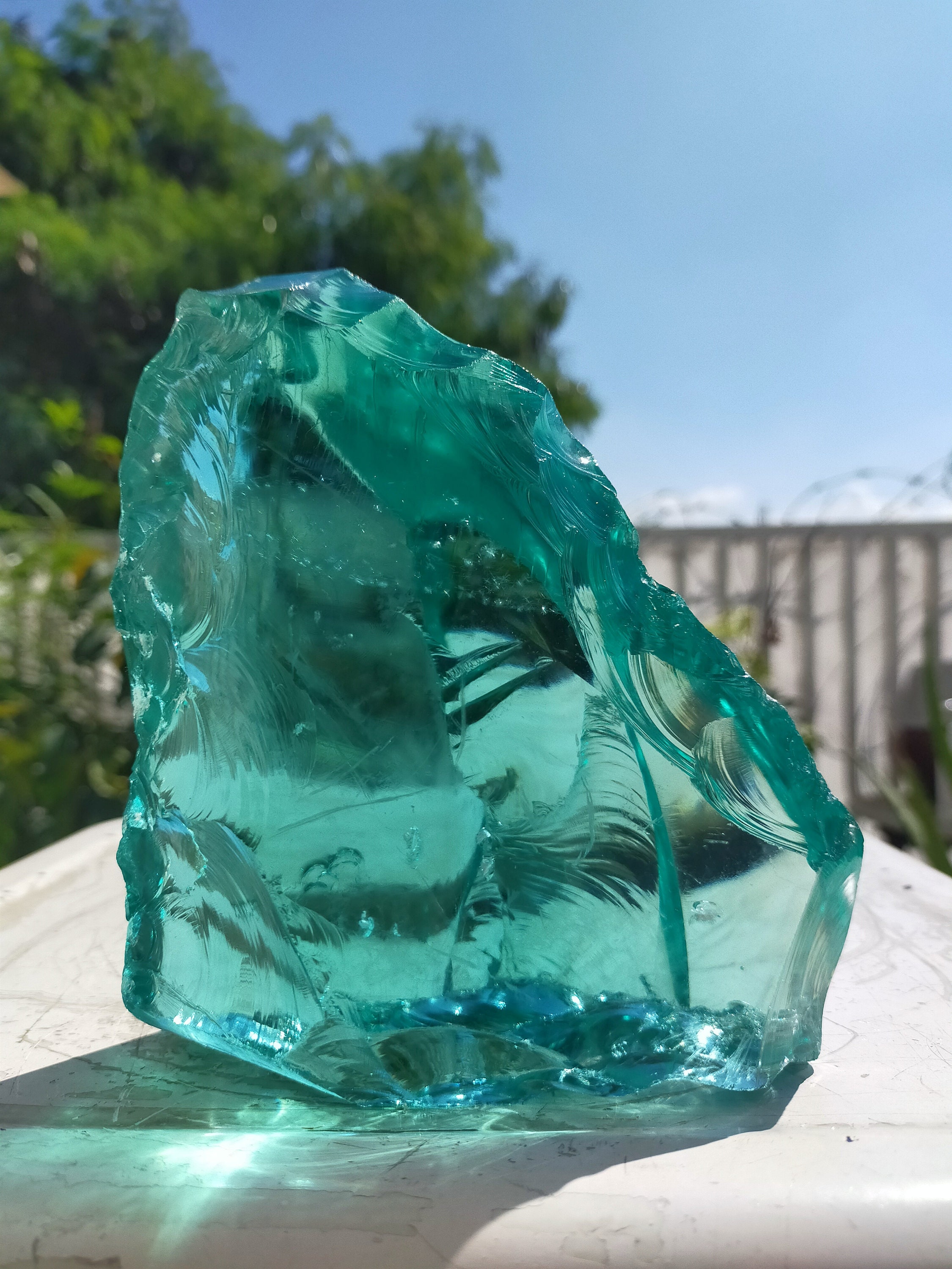 Pair of Ocean Green Andara Monatomic Crystal Glass Rough 2,15kg - Etsy