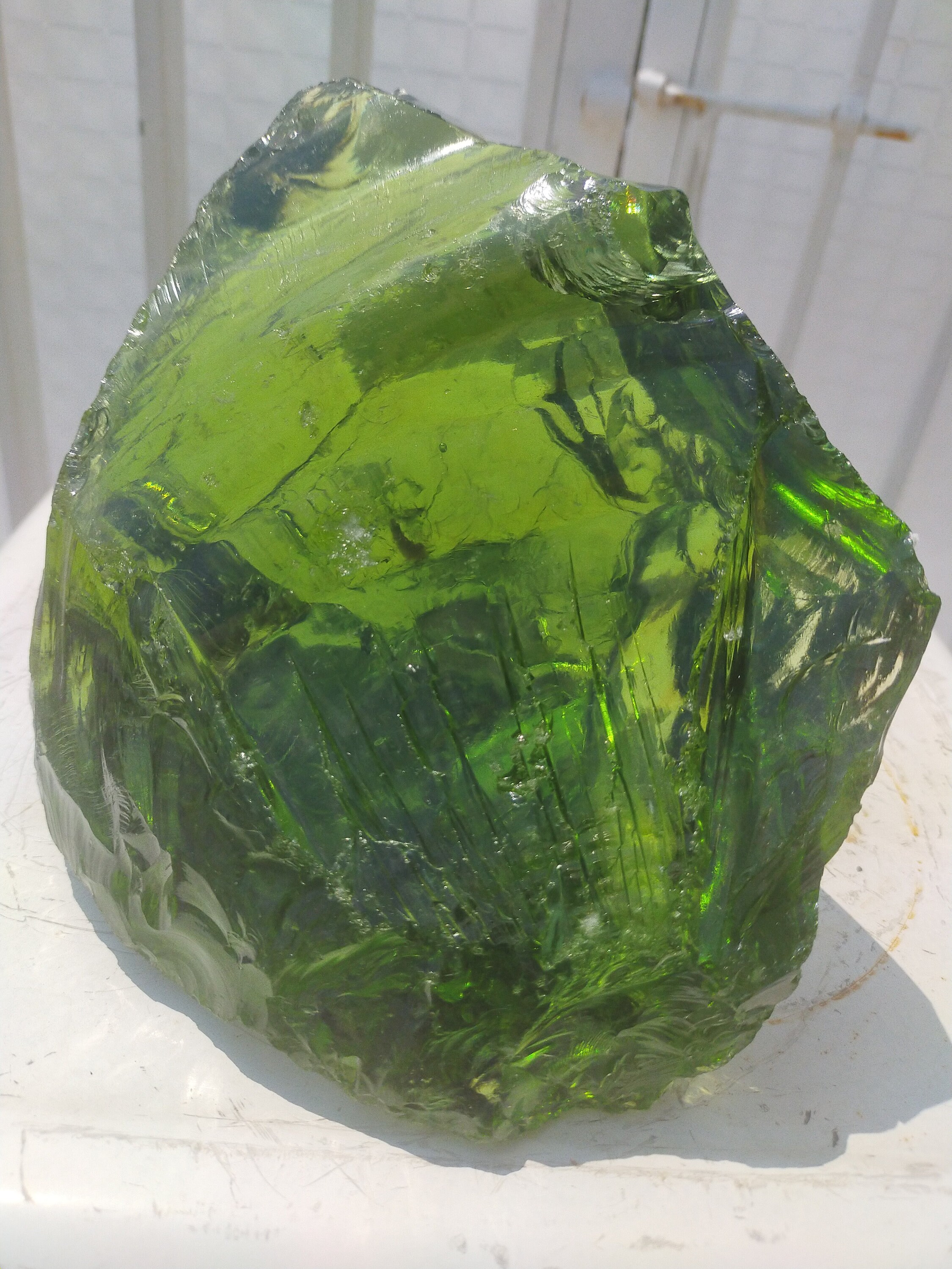 Shining olive green Andara volcanic crystal glass rough 4kg | Etsy