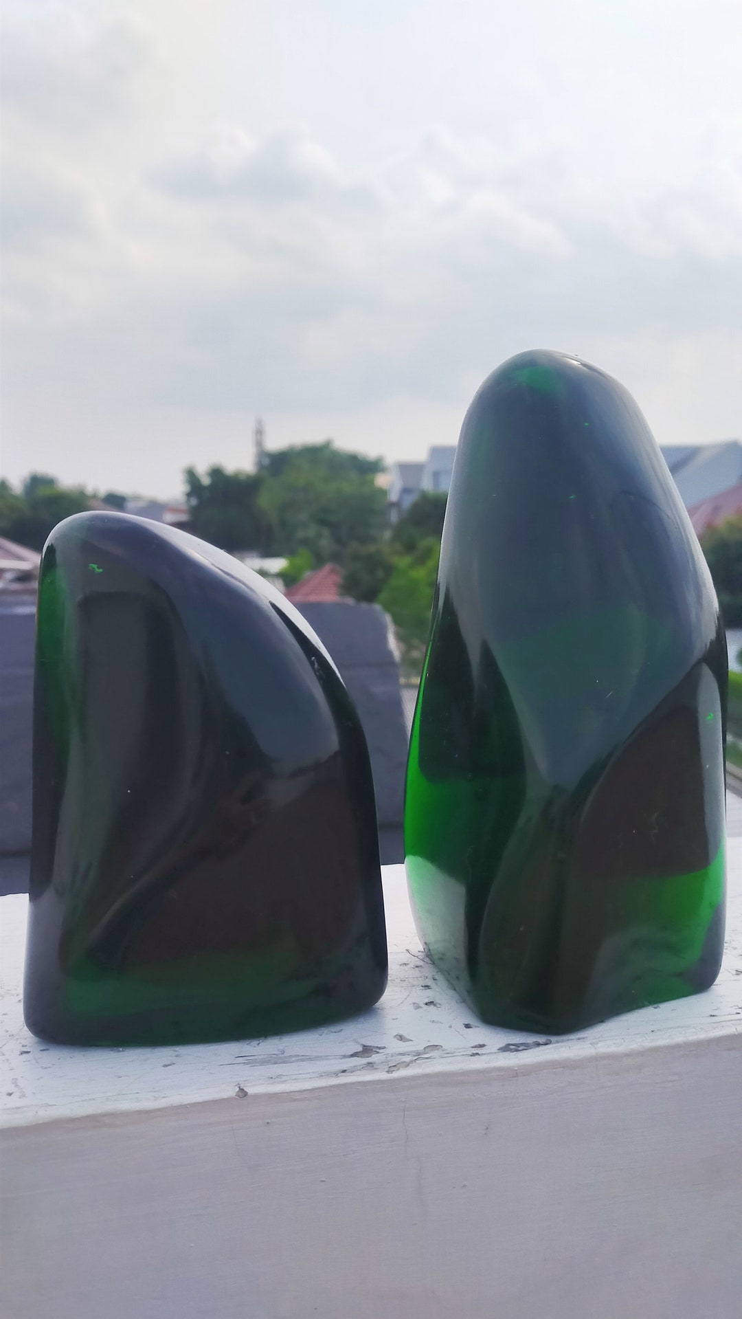 Pair of Emerald Green Andara Monatomic Crystal Glass Polished 2kg - Etsy