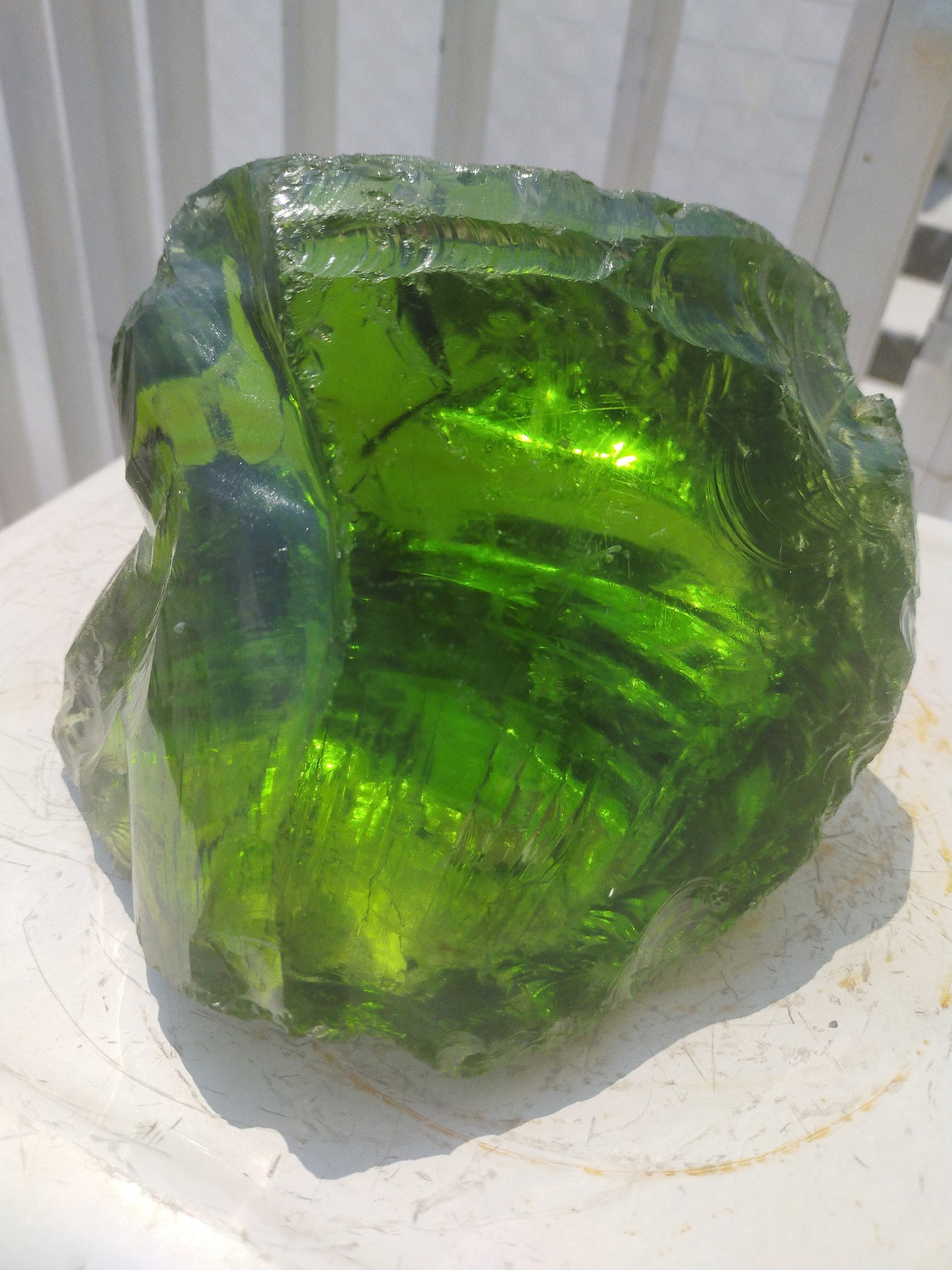 Shining olive green Andara volcanic crystal glass rough 4kg | Etsy