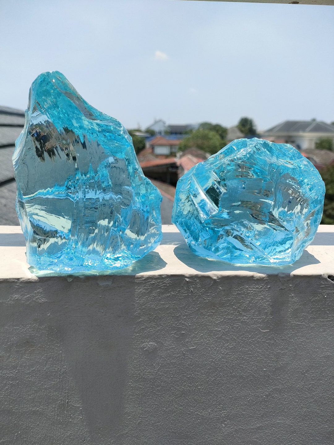 Pair of Aqua Blue Andara Monatomic Crystal Glass Rough 16kg - Etsy