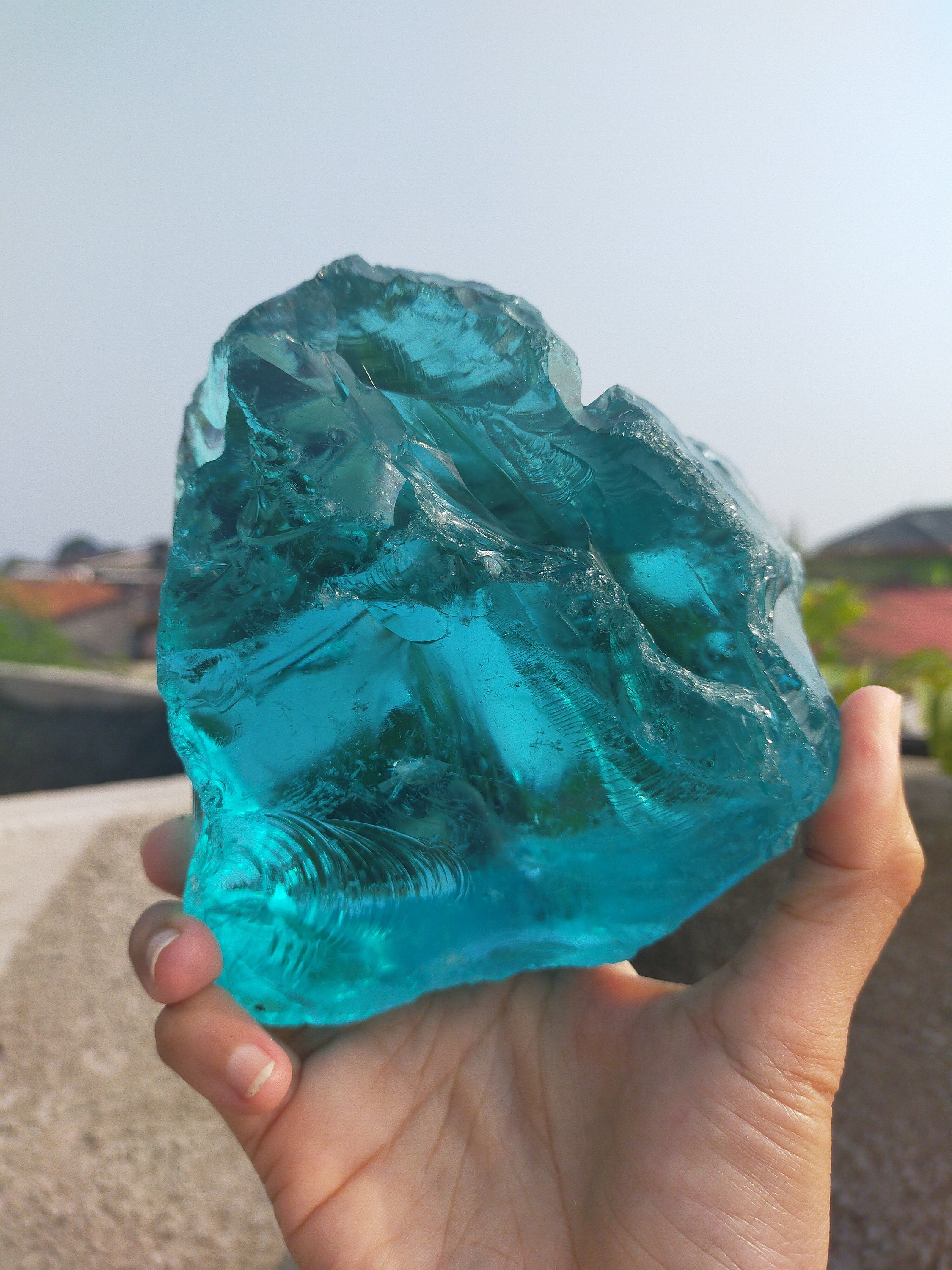 Aqua blue Andara volcanic crystal glass rough 1.9kg | Etsy
