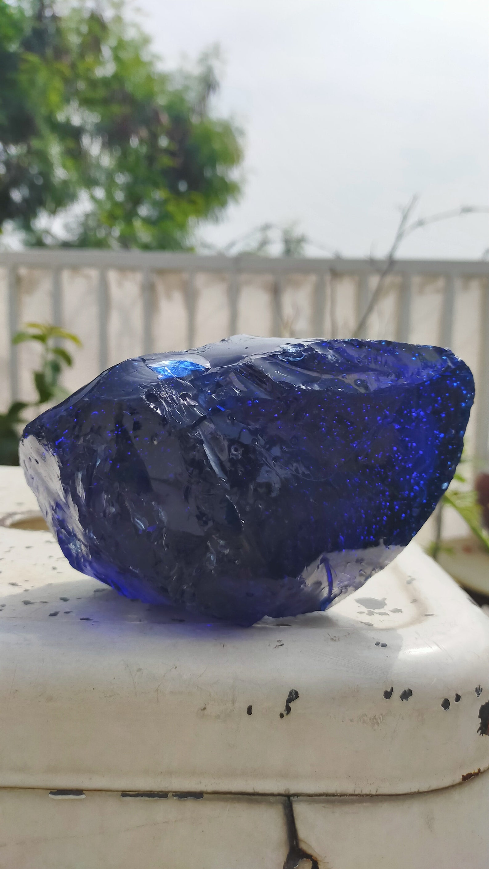 Pair of Dark Blue and Egyptian Blue Andara Monatomic Crystal Glass ...