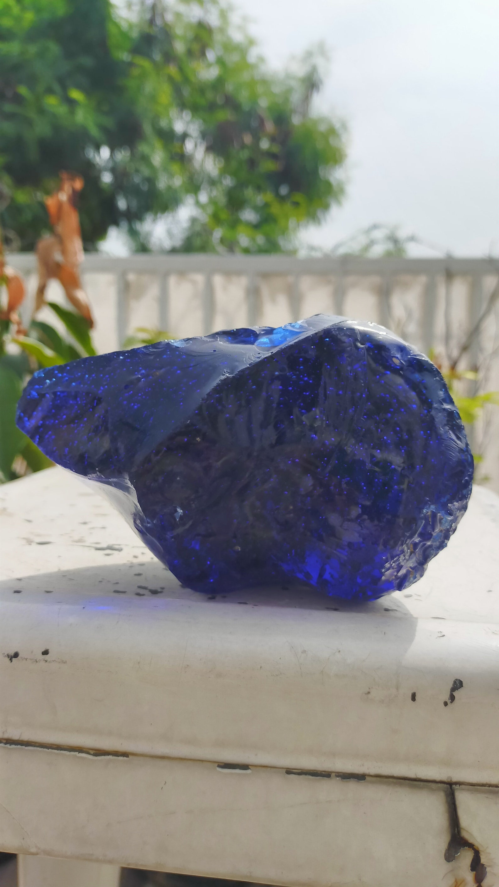 Pair of Dark Blue and Egyptian Blue Andara Monatomic Crystal Glass ...