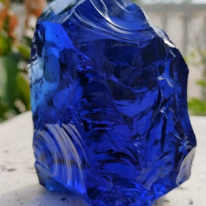 Pair of Dark Blue and Egyptian Blue Andara Monatomic Crystal Glass ...