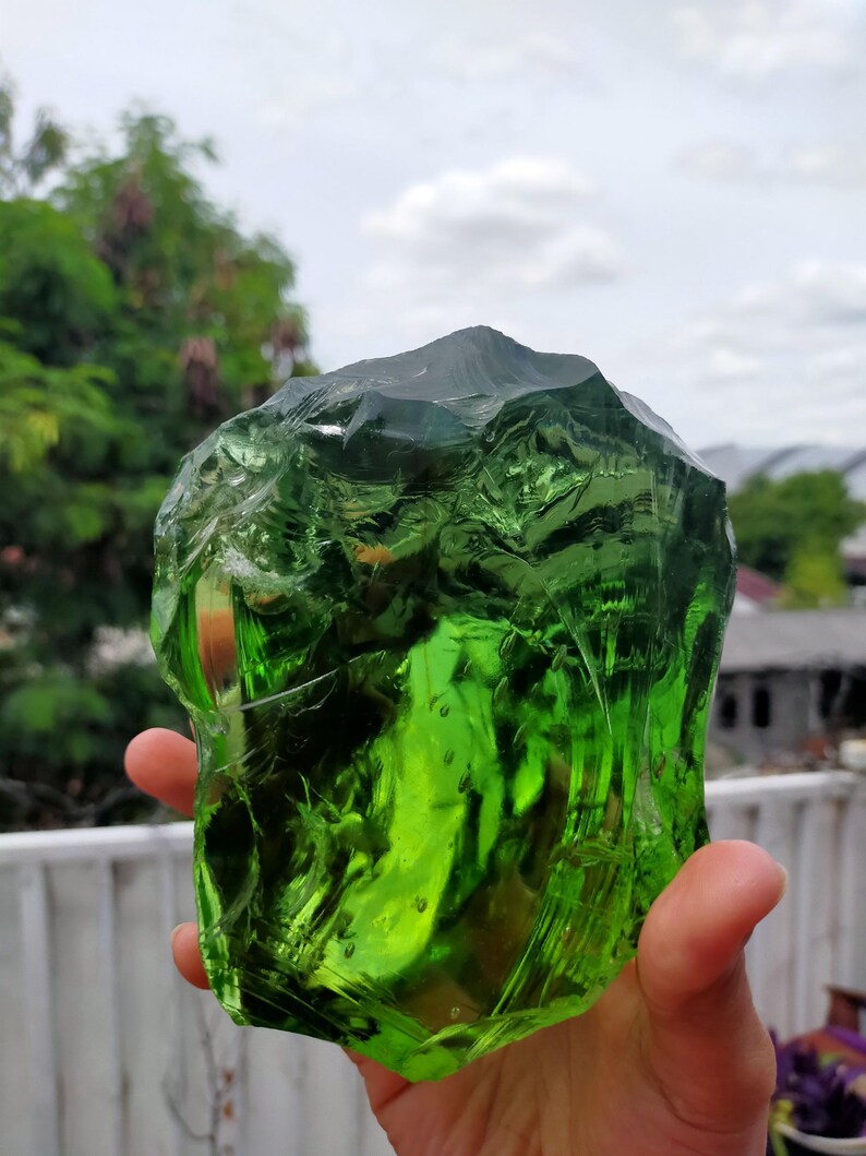 Pair of Light Green Andara Volcanic Crystal Glass Rough 2,2kg - Etsy