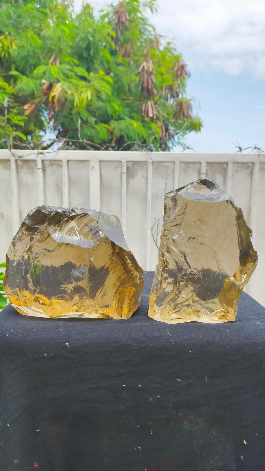 Pair of Light Brown Andara Monatomic Crystal Glass Rough 3,15kg - Etsy