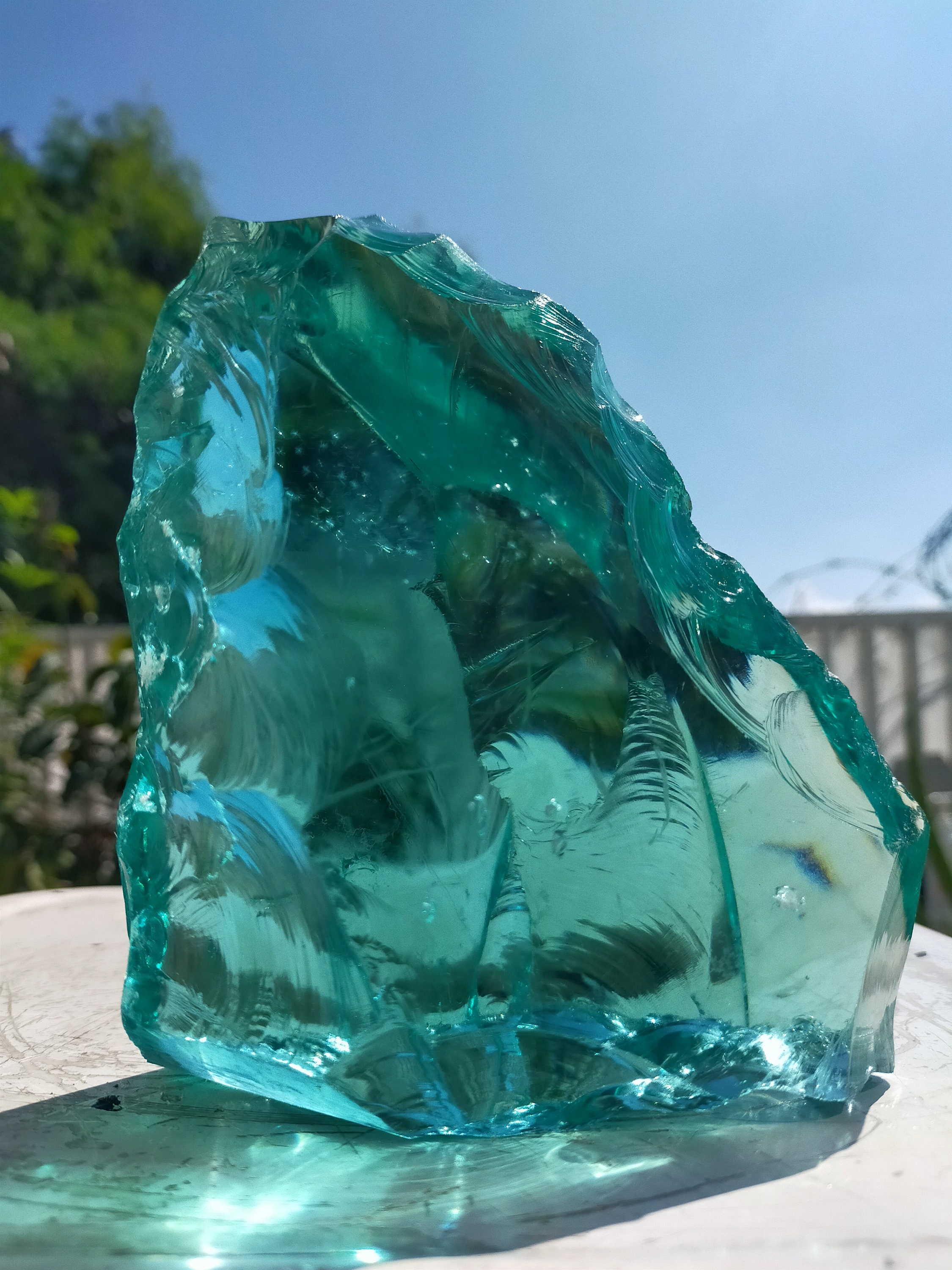 Pair of Ocean Green Andara Monatomic Crystal Glass Rough 2,15kg - Etsy