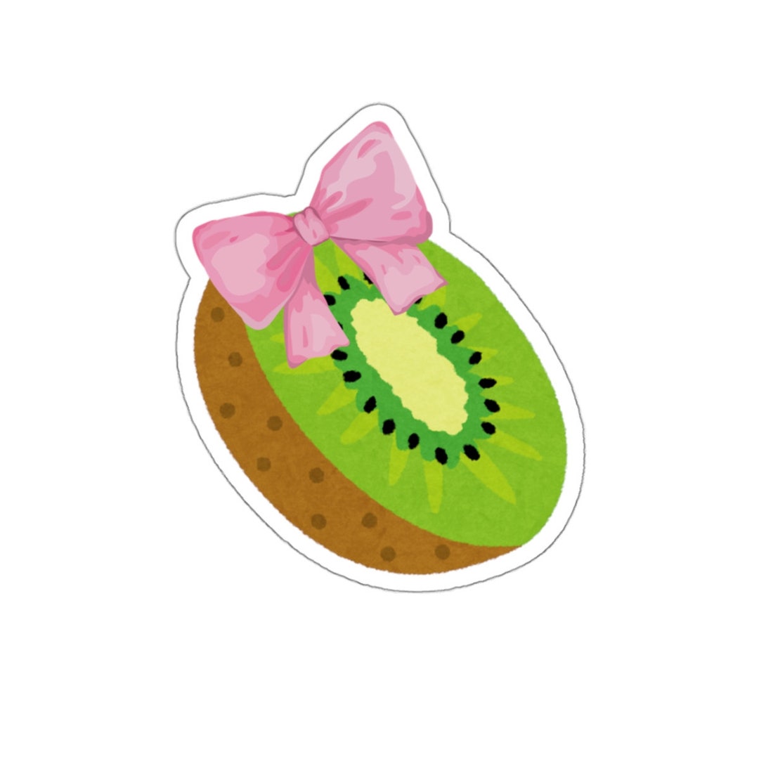 Adorable Coquette Fruit With Pink Bow Kiwi Vinyl Kiss-cut Stickers - Etsy