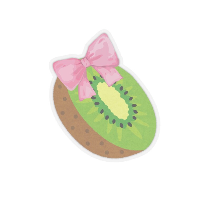 Adorable Coquette Fruit With Pink Bow Kiwi Vinyl Kiss-cut Stickers - Etsy