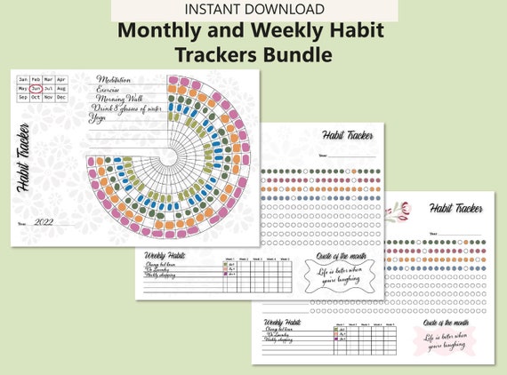 Habit Tracker Bundle Printable Monthly Tracking Weekly - Etsy