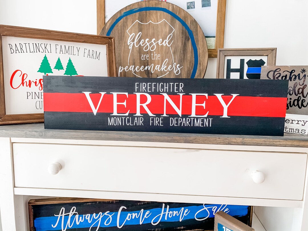 Firefighter Sign Thin Red Line Sign Fire Sign Firefighter Fire Dept ...