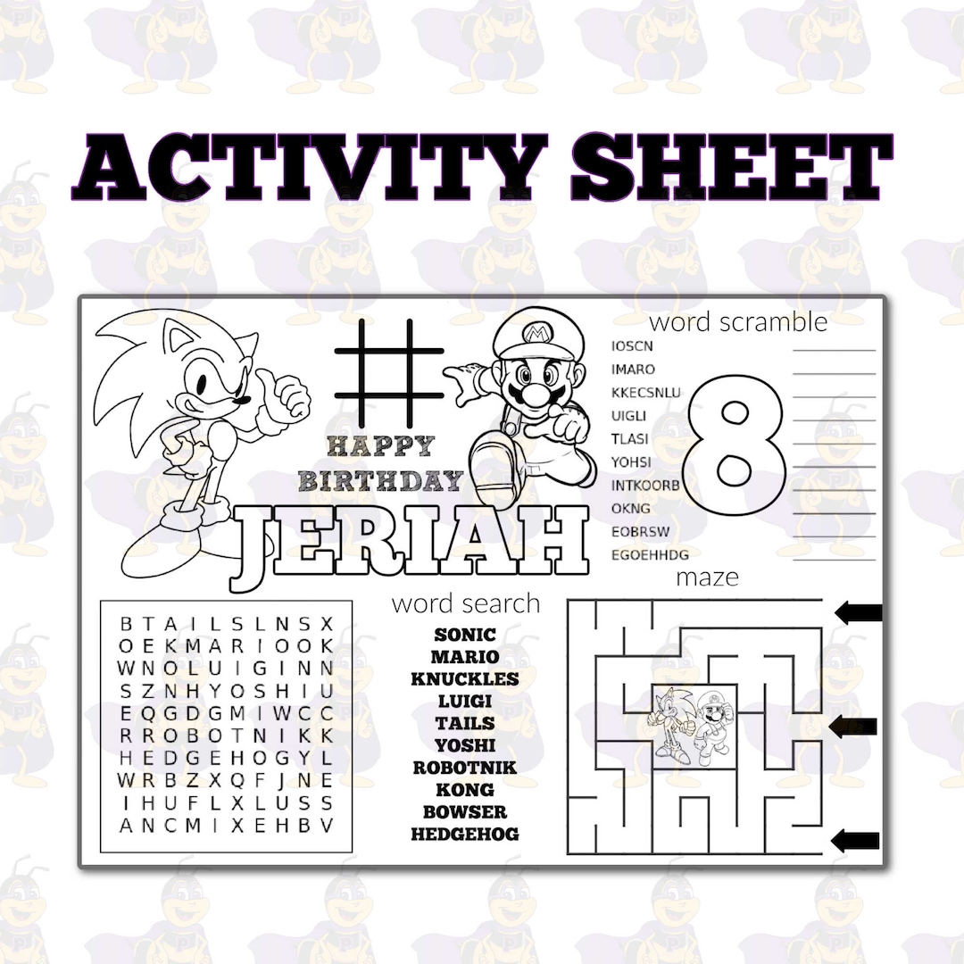 Sonic VS Mario Activity Sheet Sonic Chip Bag Colouring Page Sonic ...