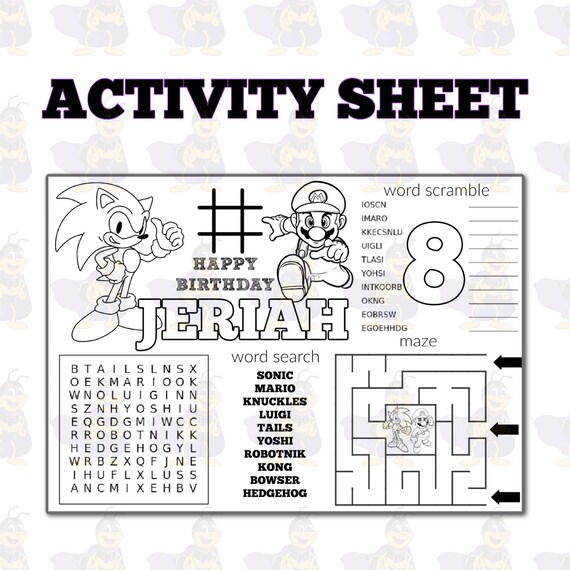 Sonic VS Mario Activity Sheet Sonic Chip Bag Colouring - Etsy Singapore
