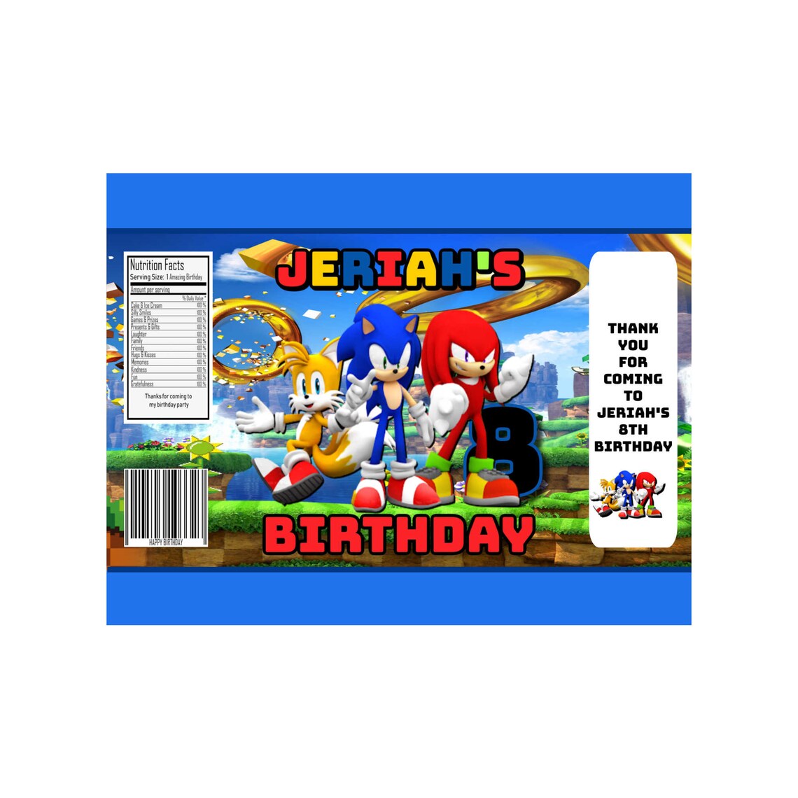 Sonic Party Sonic Chip Bag Sonic Crisp Packet Sonic Birthday Sonic ...