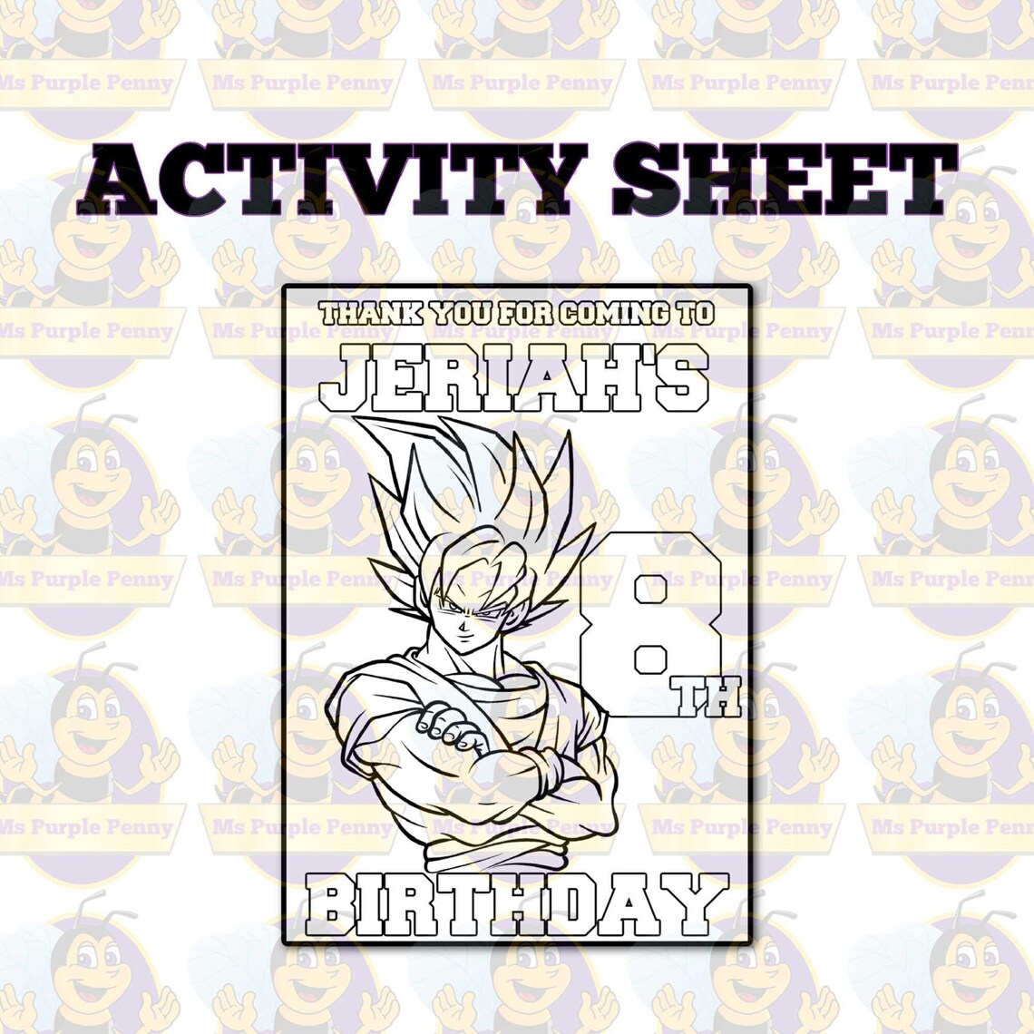 Goku Activity Sheet Dragon Ball Z Goku Birthday Goku - Etsy UK
