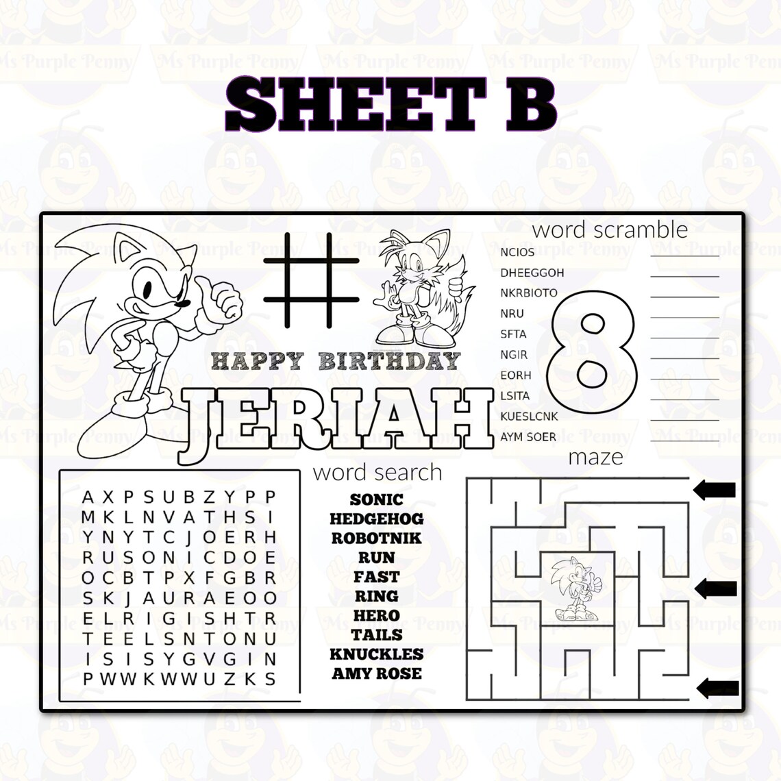 Sonic Activity Sheet Sonic Chip Bag Sonic Crisp Packet | Etsy