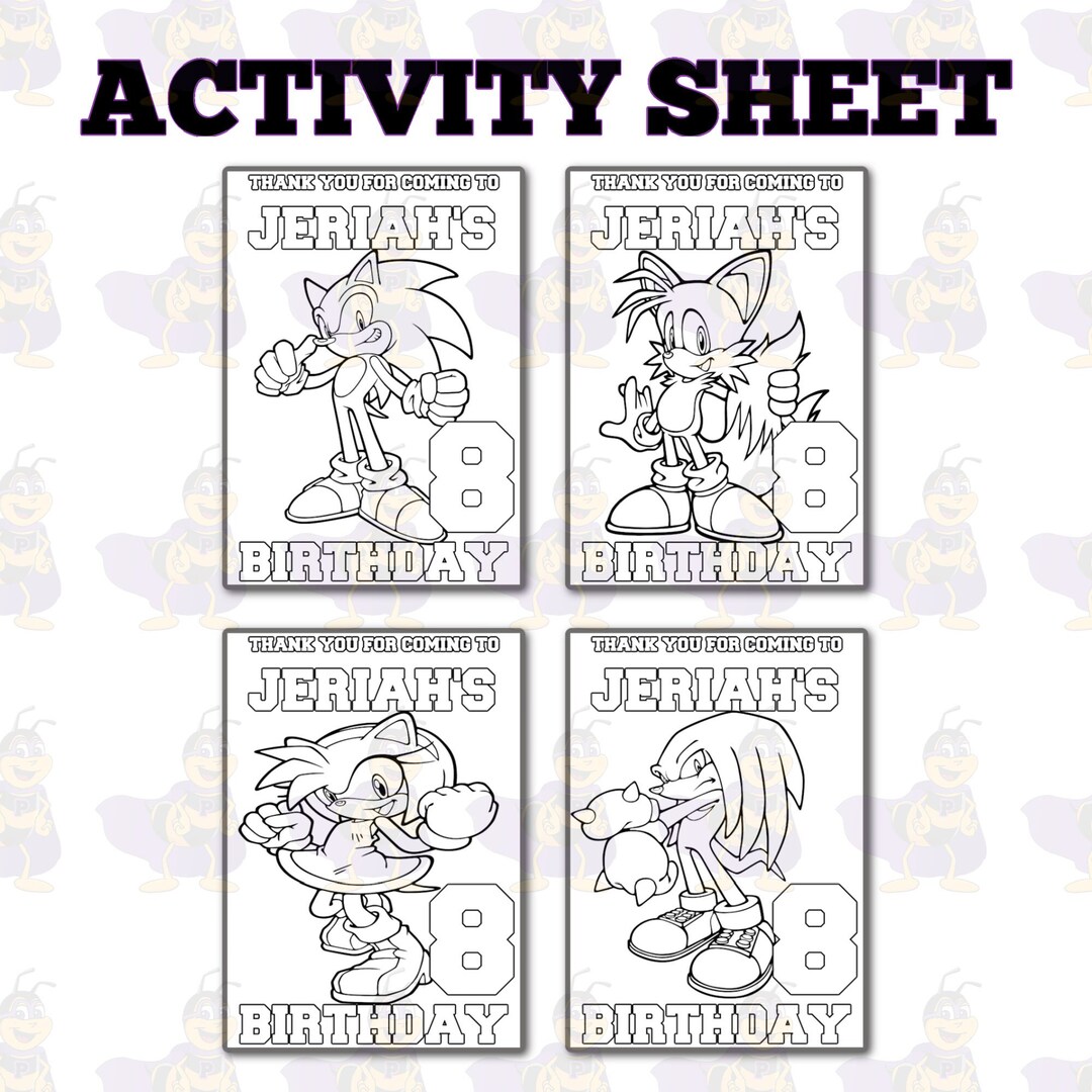 Sonic Activity Sheet Sonic Colouring Page Sonic Chip Bag Party Bag ...