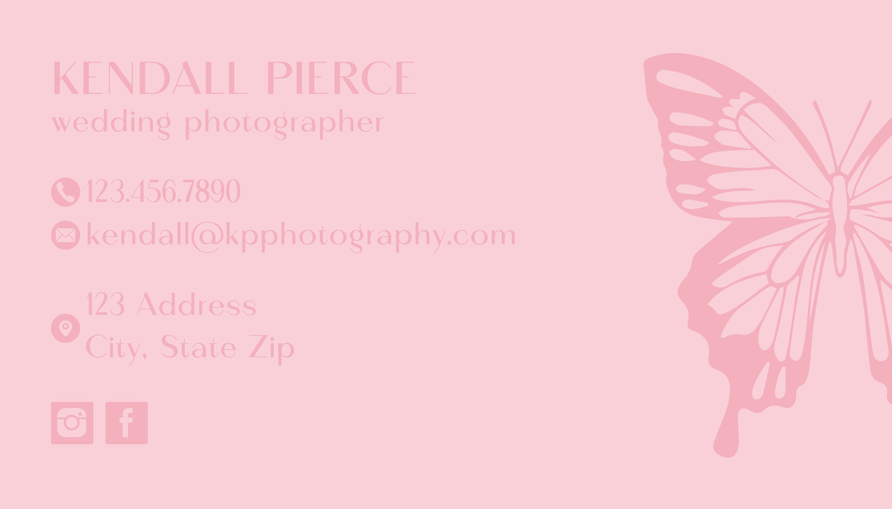 Pink Butterfly Business Card Template, Editable Canva Template - Etsy