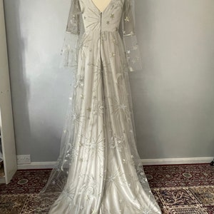 NOVA - Dress in Embroidered Tulle With Moons, Stars and Pegasus. Boho ...