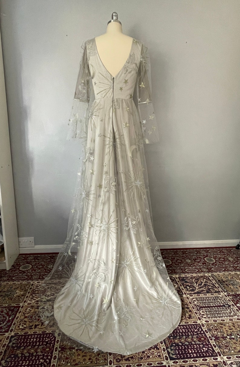 NOVA - Dress in Embroidered Tulle With Moons, Stars and Pegasus. Boho ...