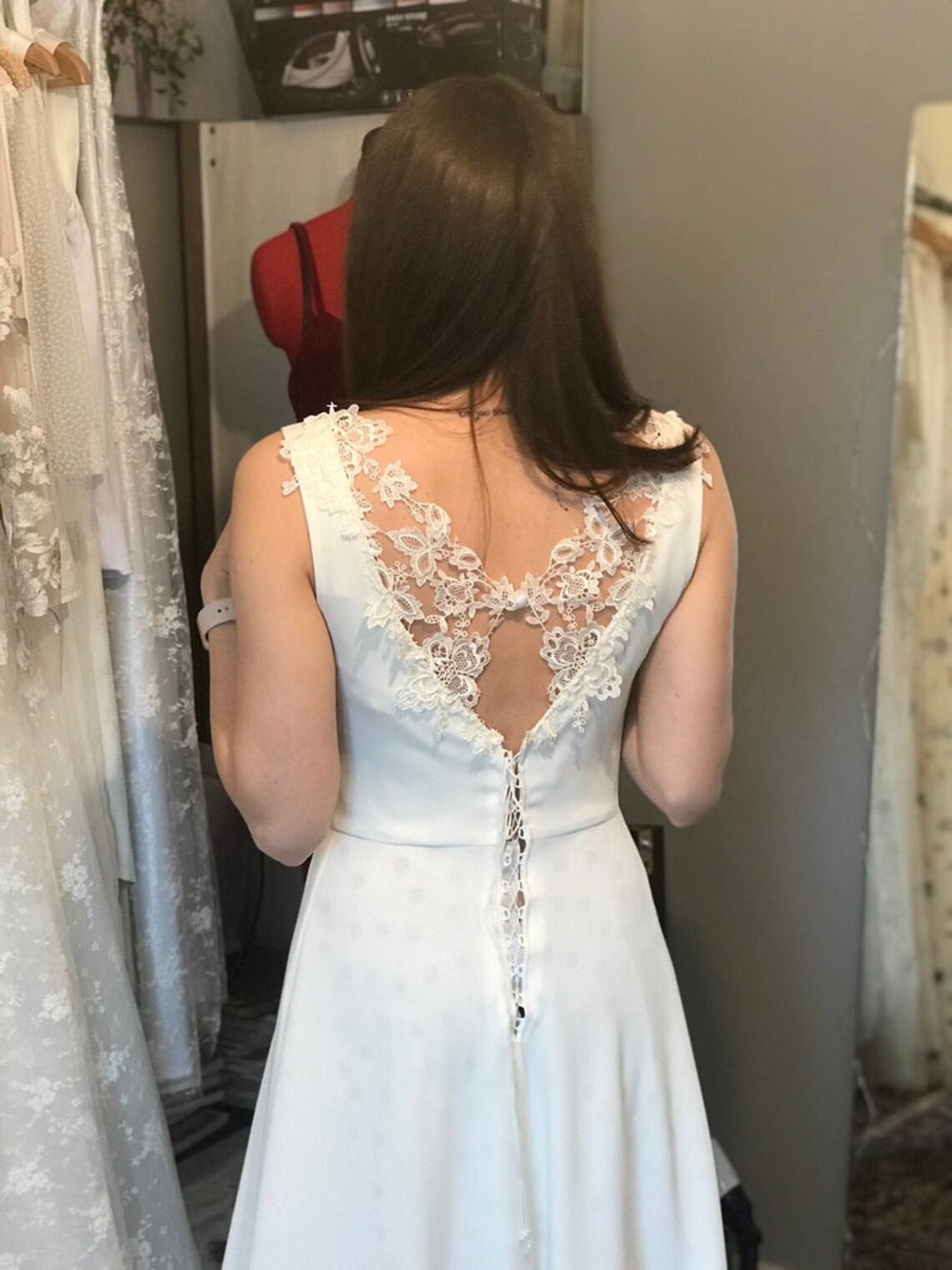 MERCURY Wedding Dress in Crepe With Lining With Stars. Boho | Etsy
