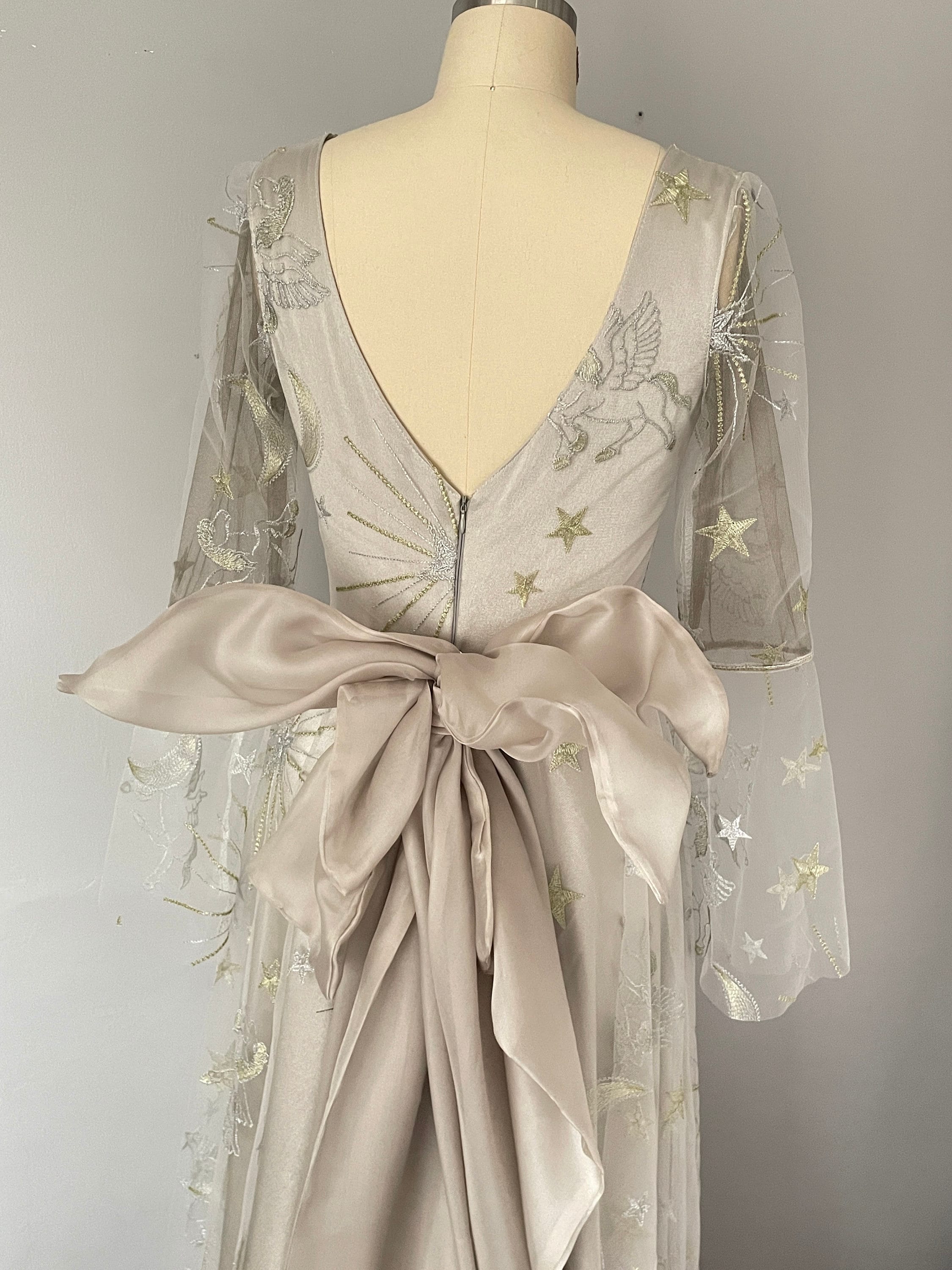 NOVA - Dress in Embroidered Tulle With Moons, Stars and Pegasus. Boho ...