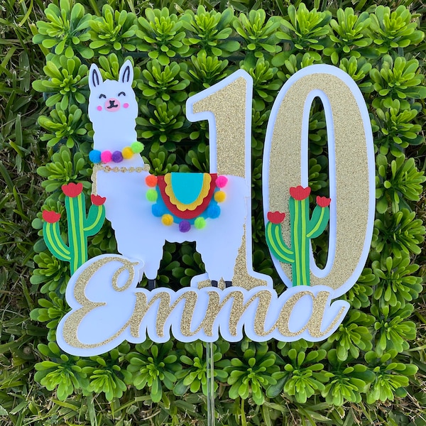Llama and Cactus Cake Topper - Etsy