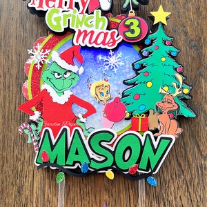 Custom Grinch Cake Topper, Grinch Shaker Cake Topper, Christmas Cake ...