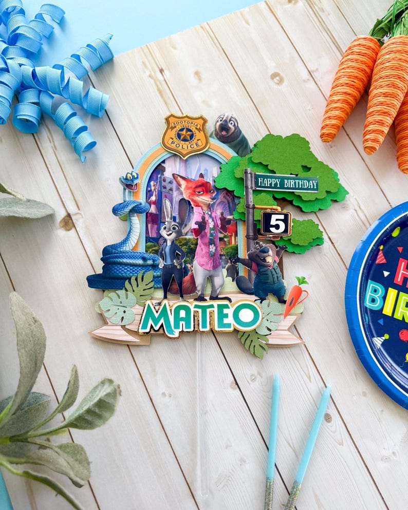 Zootopia Cake Topper, Zootopia 2 Theme Party Decoration, Custom ...