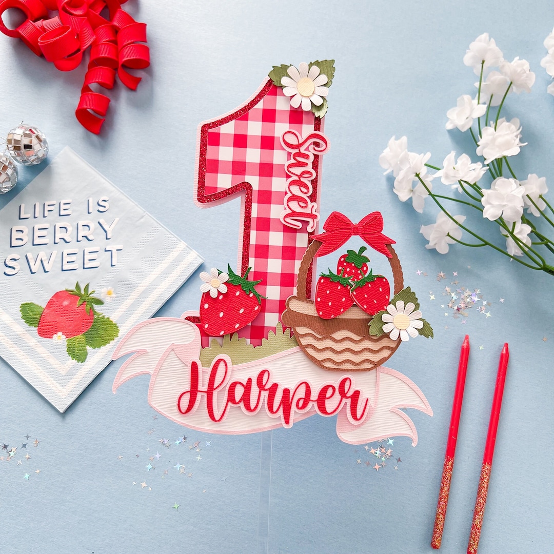 Berry First Birthday Cake Topper: Strawberry Party Decor - Etsy